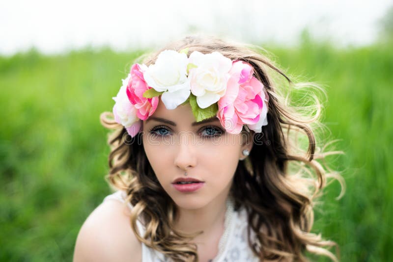 Woman stock image. Image of time, bloom, girl, buds, curly - 86470037