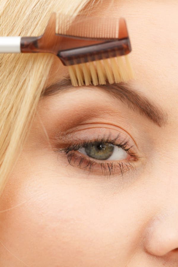 Woman Brushing Her Eyebrows Stock Image - Image of brush, brushing ...