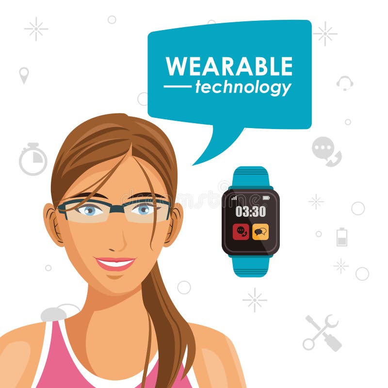 Woman with Wearable Technology Stock Vector - Illustration of ...