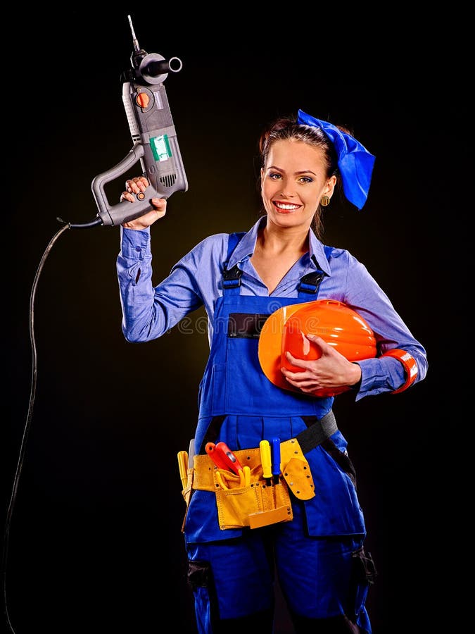Woman Builder with Construction Tools Stock Photo - Image of beauty ...