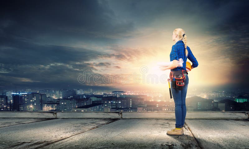 Builder stock image. Image of helmet, build, person, manufactory - 13920255