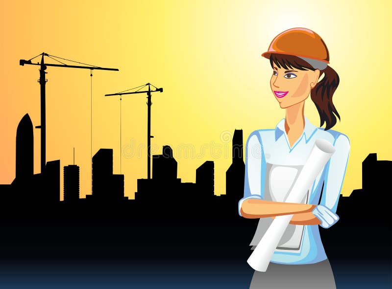 Woman on building activity stock vector. Illustration of painting ...