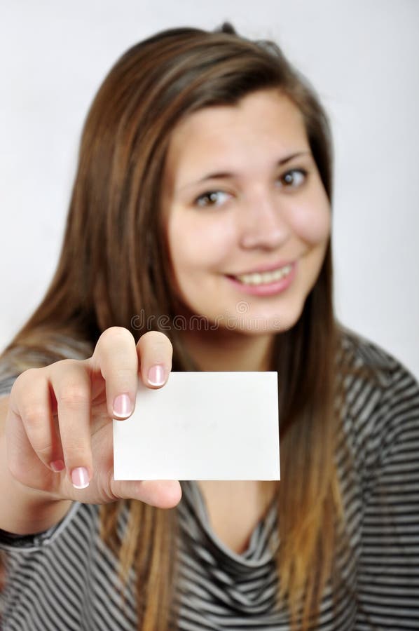 Business Card in Female Hand Stock Photo - Image of business, meeting ...