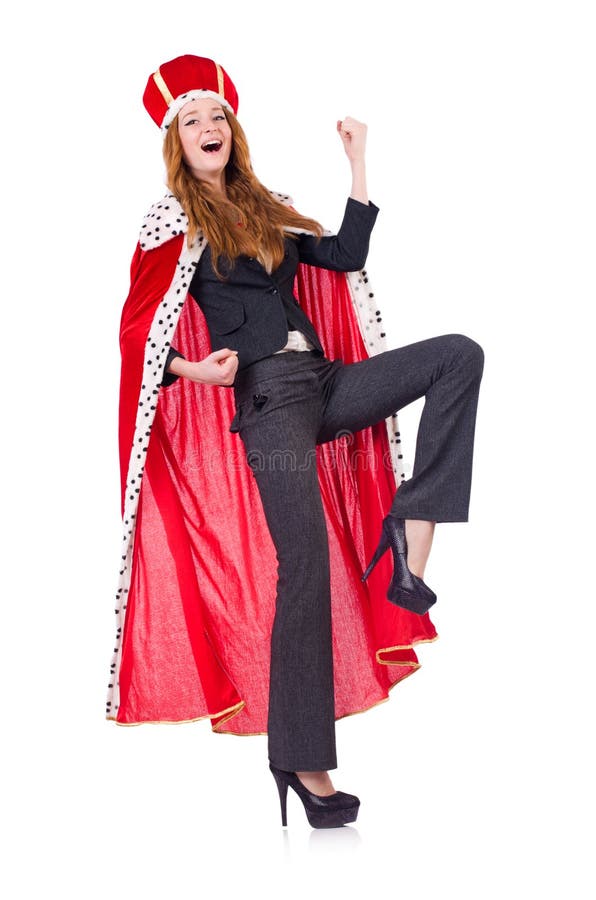 Woman Business Posing As Queen Isolated Stock Photo - Image of monarch ...