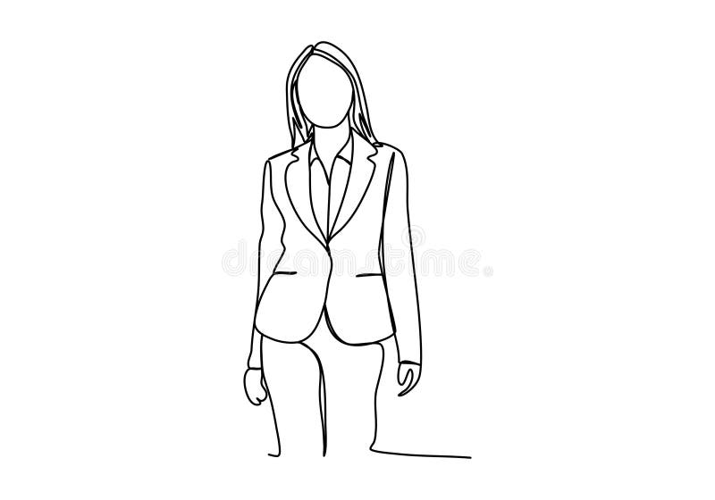 Woman In Business Suit One Line Drawing Vector Illustration Stock Vector Illustration Of