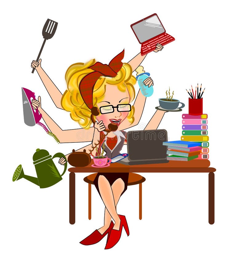 Multitasking Woman stock vector. Illustration of hero - 51340111