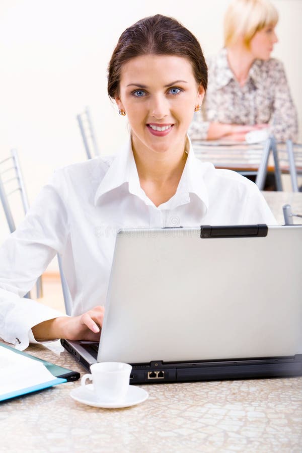 Woman in a cafe stock photo. Image of associate, employee - 3339570