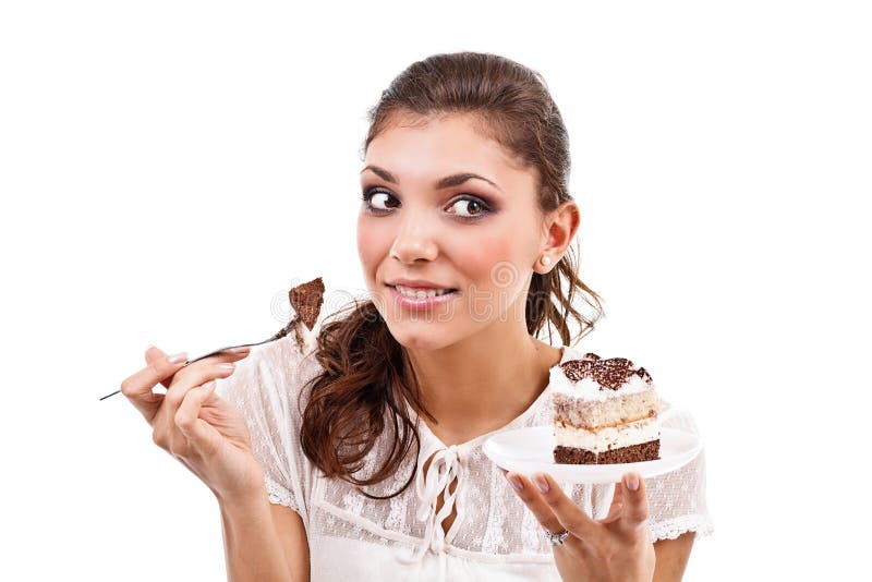 Woman with a cake stock photo. Image of caucasian, isolated - 27802238