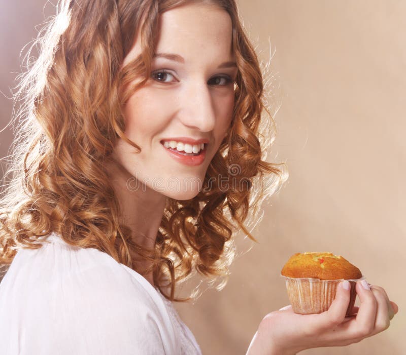Woman with cake stock photo. Image of smile, portrait - 27900136