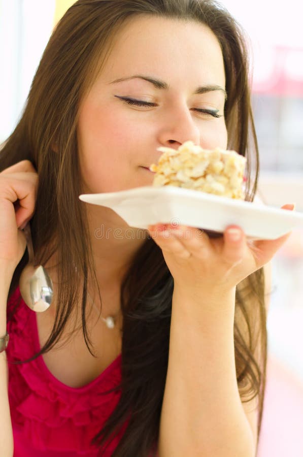 Woman with cake in kitchen stock image. Image of pretty - 23170947