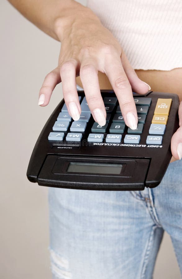 Woman Calculating with a Calculator Stock Image - Image of calculating ...