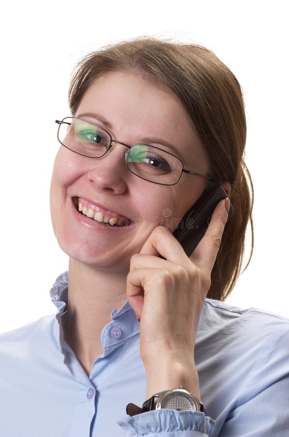 Woman on call stock photo. Image of white, woman, smile - 18080902