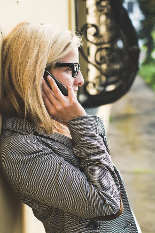 Woman in a call stock image. Image of woman, business - 45378815