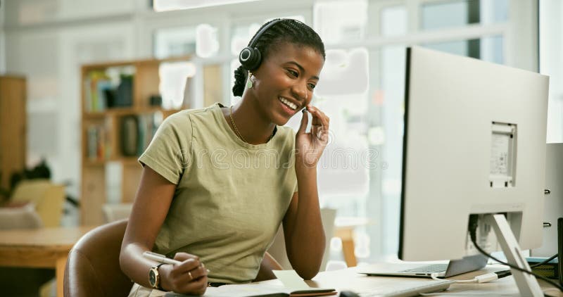 Woman, Call Center Agent and Computer for Communication, Customer ...