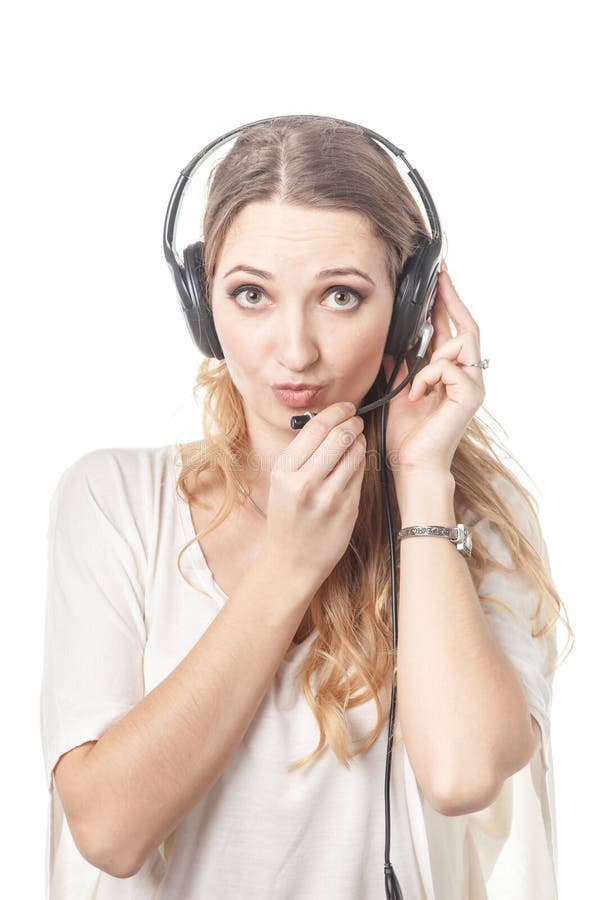 Woman in Call Center with Phone Headset Stock Photo - Image of lady ...