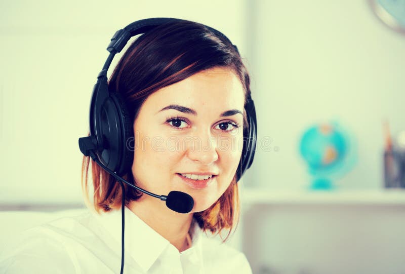 Woman in call-centre stock image. Image of profession - 88449741