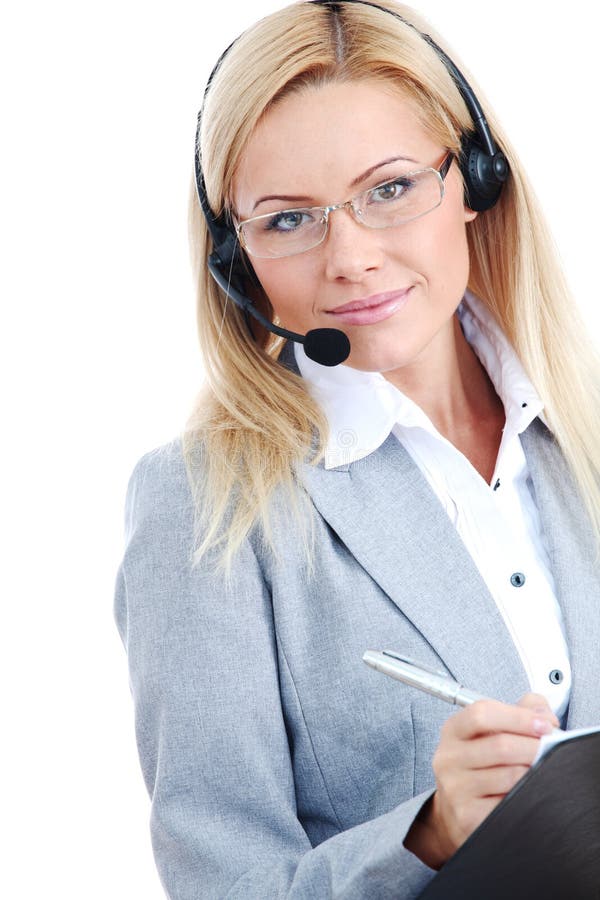 Woman call with headset stock photo. Image of happy, headset - 17869900