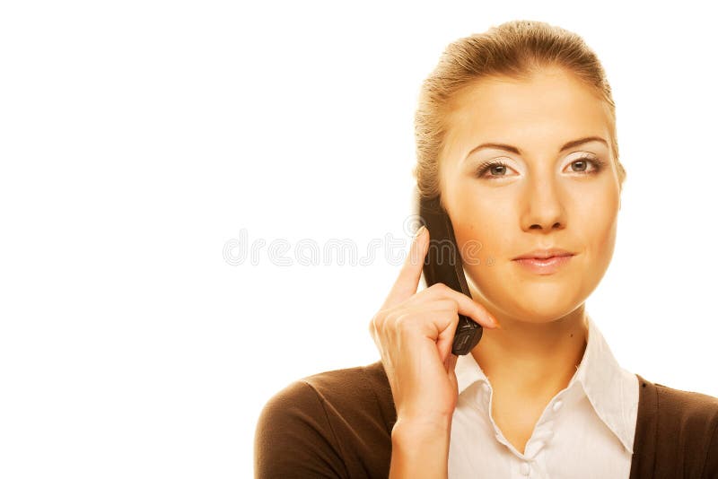 Woman calling by phone stock photo. Image of internet - 39954198