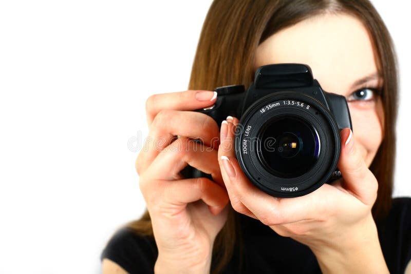 Woman Photographer with Camera Stock Image - Image of pictore ...