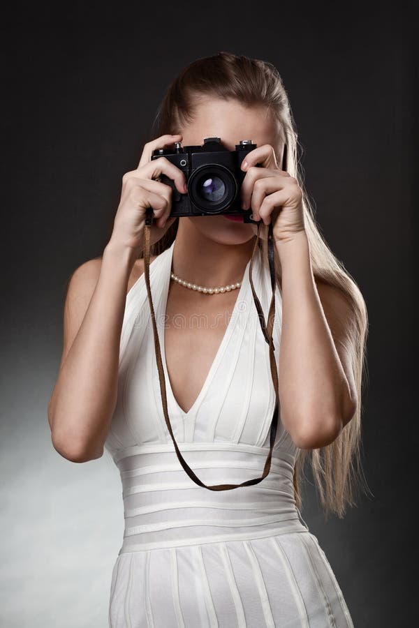 Attractive Young Woman with Digital Camera Stock Image - Image of teen ...