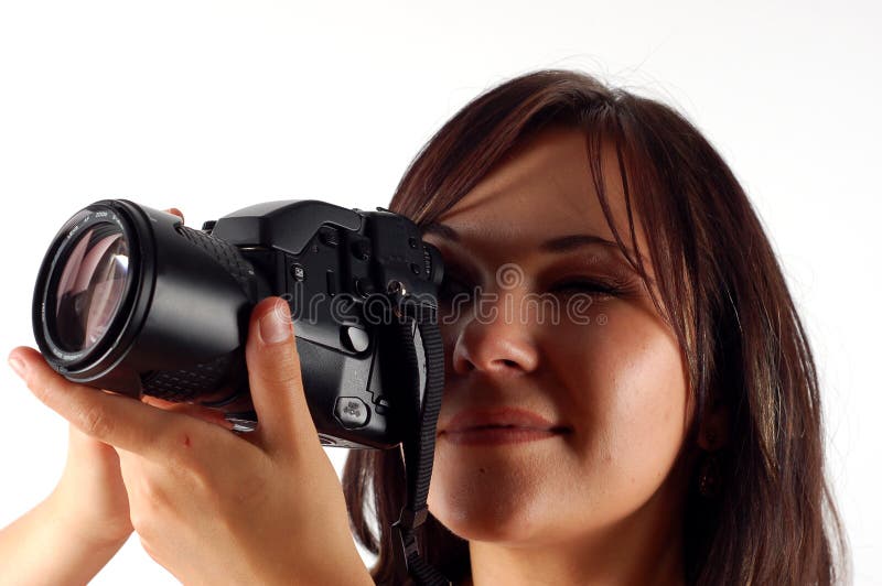 Woman with photo camera stock photo. Image of young, face - 11360050