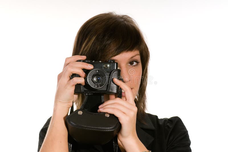 Woman with camera stock image. Image of camera, photograph - 5371191