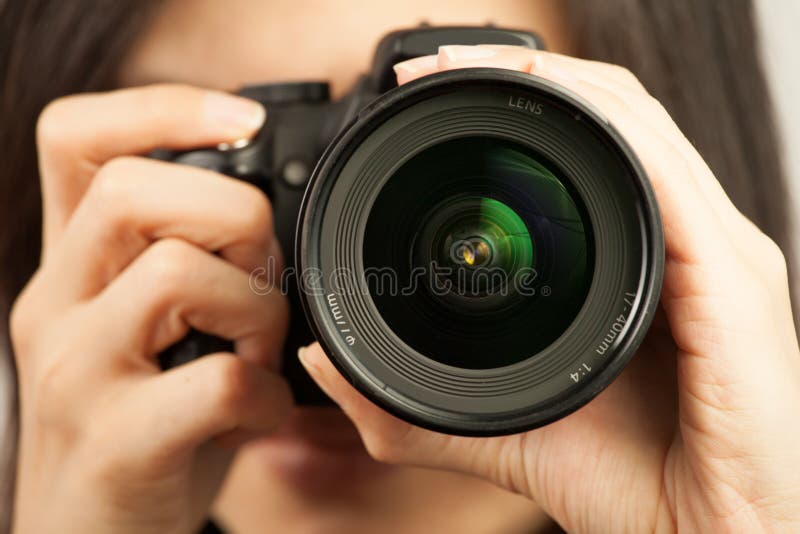 Woman Photographer with Camera Stock Image - Image of pictore ...