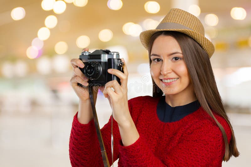 Woman with camera stock image. Image of good, attractive - 72929289