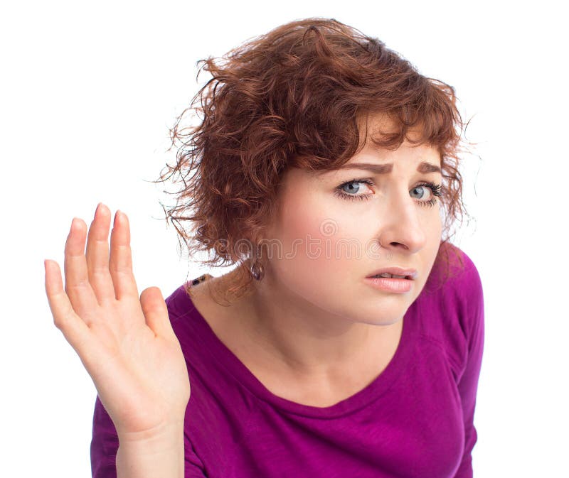 Woman can not hear stock photo. Image of person, head - 45141122