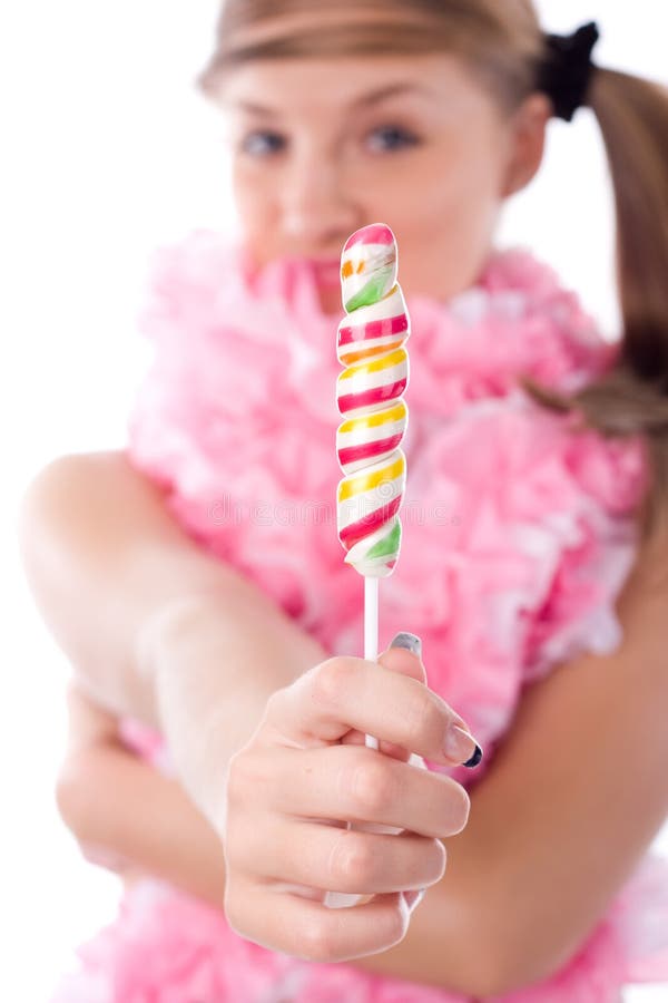 Woman with candy stock photo. Image of lollipop, humor - 11614366