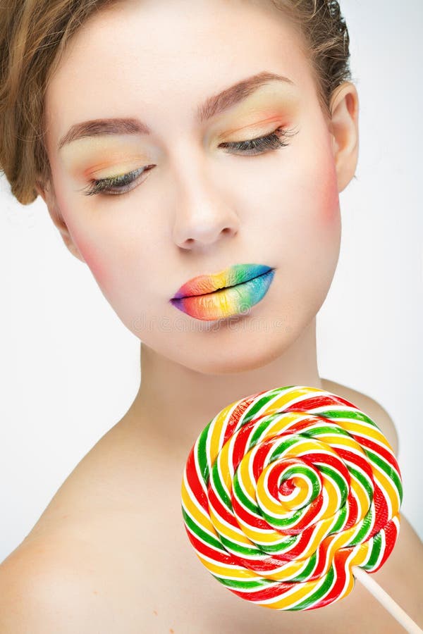 Woman with candy stock photo. Image of candy, girl, pretty - 38505288