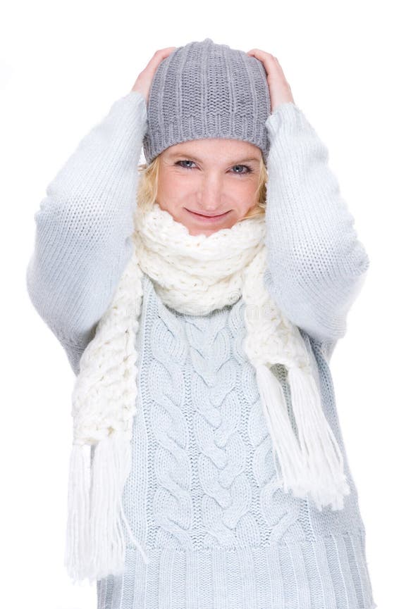 Woman with cap and muffler stock image. Image of cheeks - 7804661