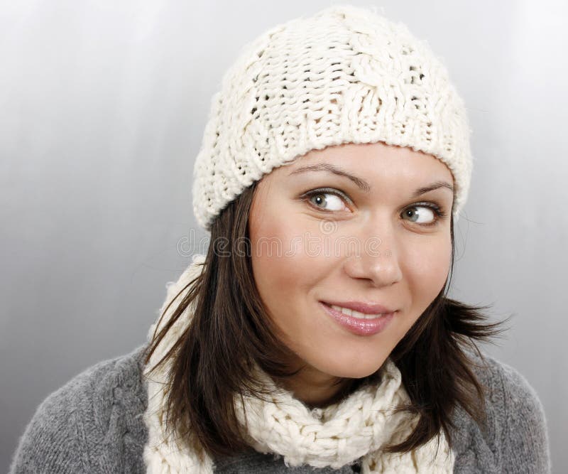 Woman in cap and scarf stock image. Image of female, healthy - 17432483