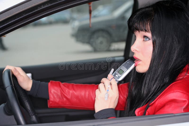 Woman in a car is thinking stock image. Image of assistance - 3514625