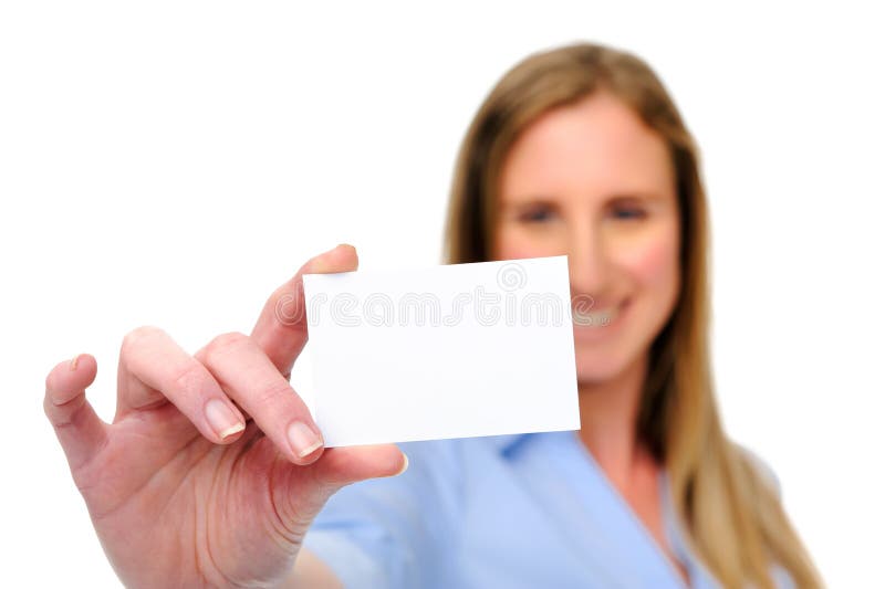 Woman with card stock photo. Image of sign, business - 21061898