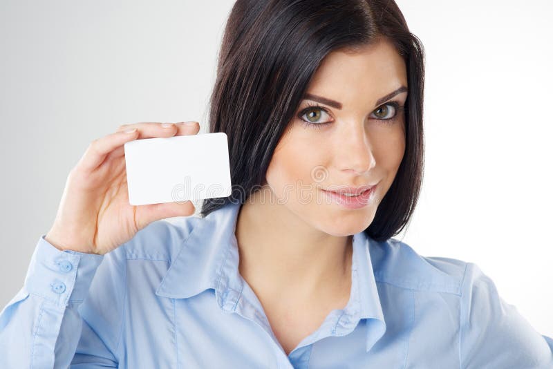 Woman with card stock photo. Image of women, blank, attractive - 35745684