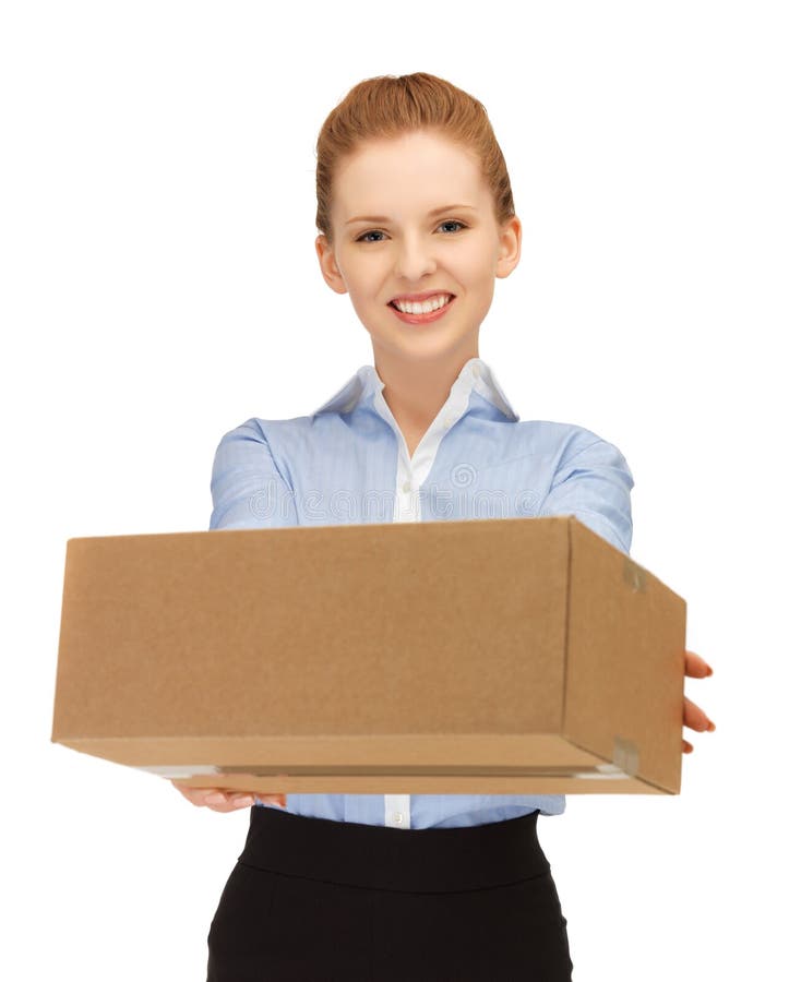 Delivery Woman Presenting Shipping Receipt Stock Photo - Image of ...