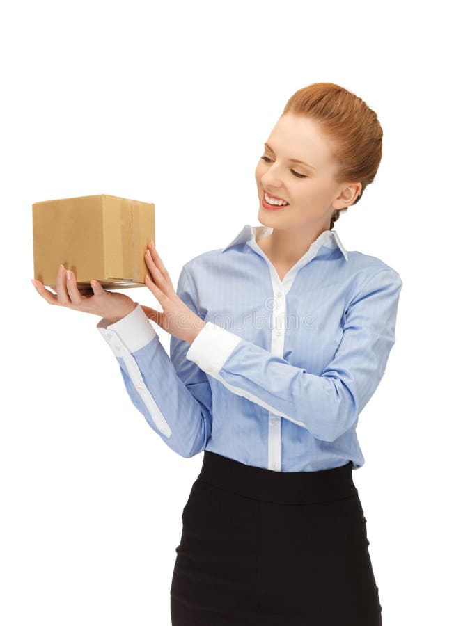 Woman with cardboard box stock image. Image of attractive - 39553443