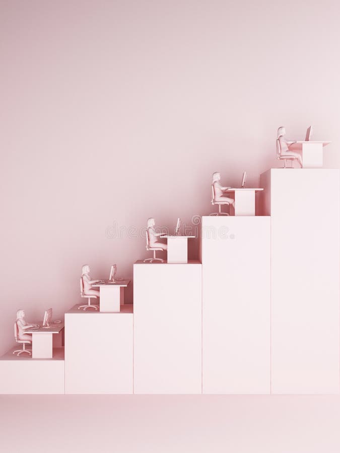 Woman Career Development Concept in Office Worker Stock Illustration ...