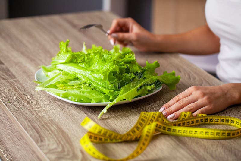 Woman Cares about the Figure and Maintains a Strict Diet Stock Photo ...