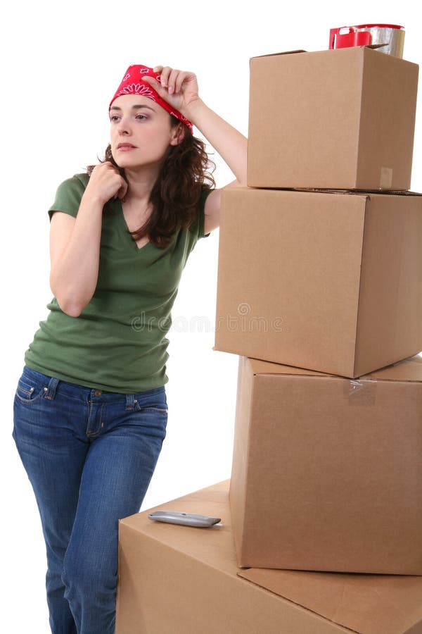 Woman Shipping Boxes stock photo. Image of fragile, beautiful - 3364414