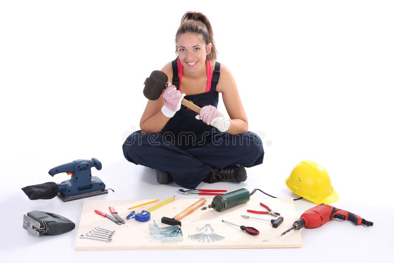 Woman Carpenter with Work Tools Stock Photo - Image of craft, carpenter ...