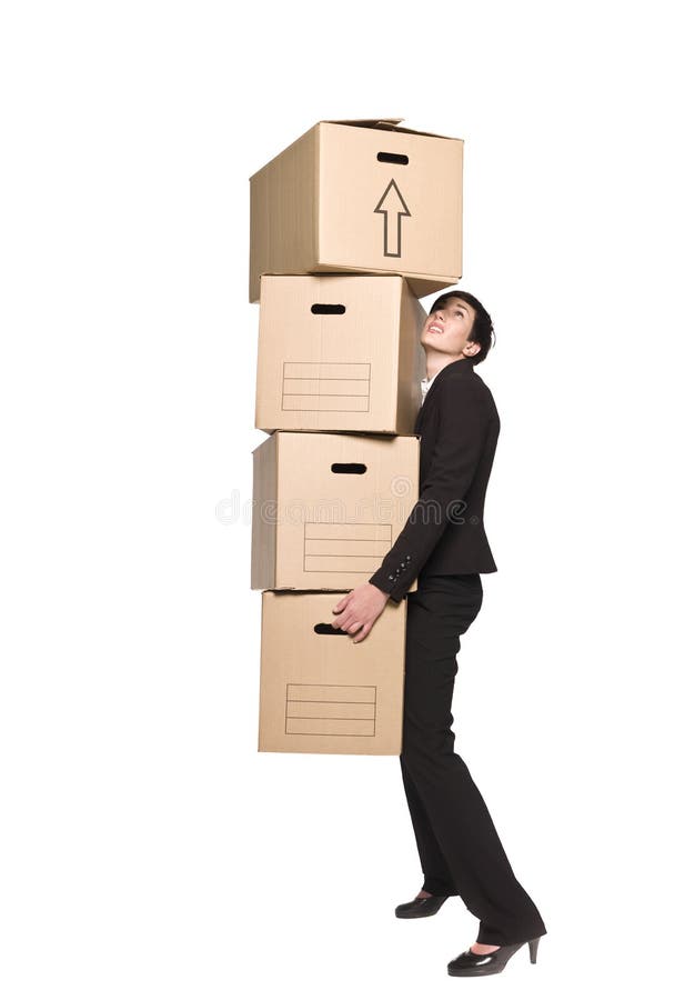 Woman carrying boxes stock photo. Image of objects, human - 9731672