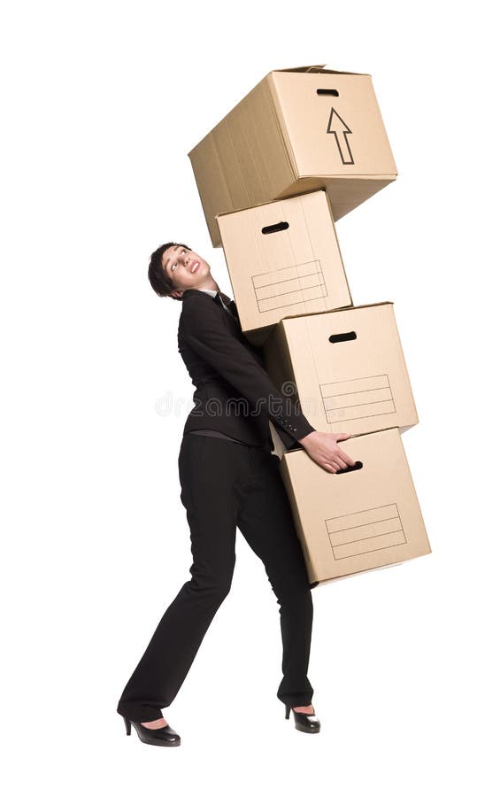 Woman carrying boxes stock photo. Image of objects, human - 9731672