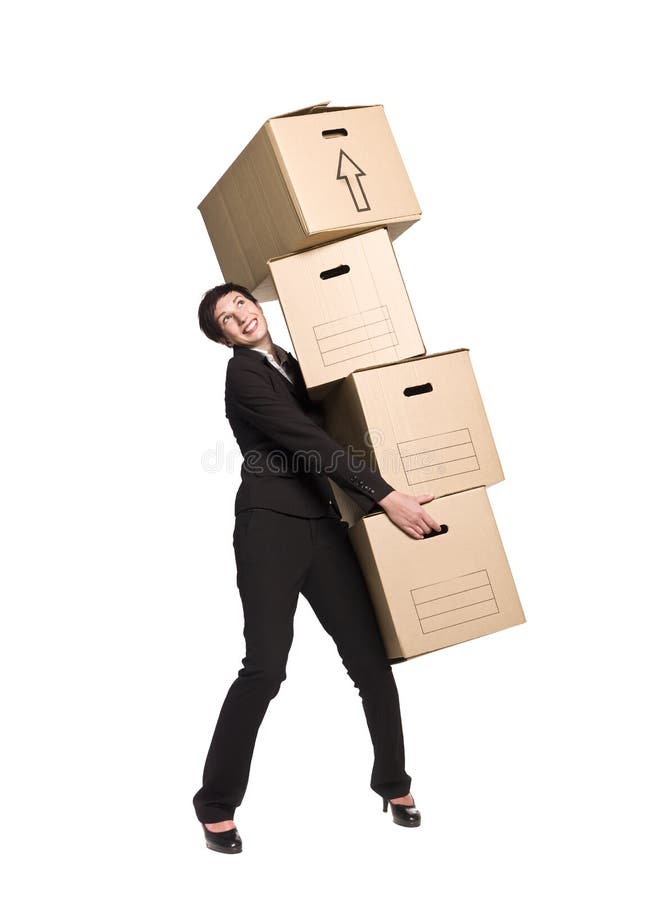 Woman carrying boxes stock photo. Image of objects, human - 9731672