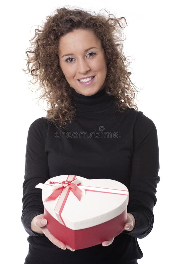 Woman Carrying a Chocolate Box Stock Photo - Image of person, cute ...