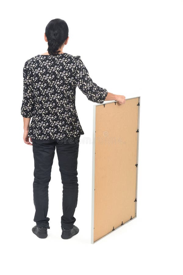 Woman Sitting on a Chair Back and Front on White Background Stock Image ...