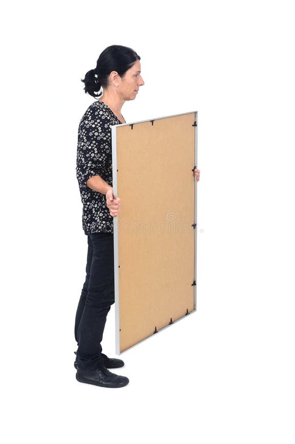 Woman Carrying Objects on White Background Stock Image - Image of ...