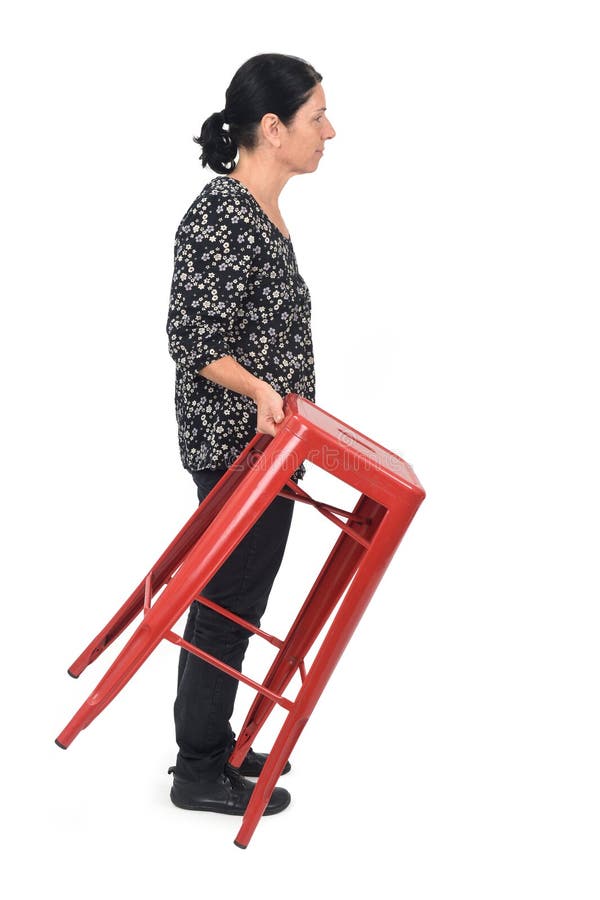 Woman Sitting on a Chair Back and Front on White Background Stock Photo ...