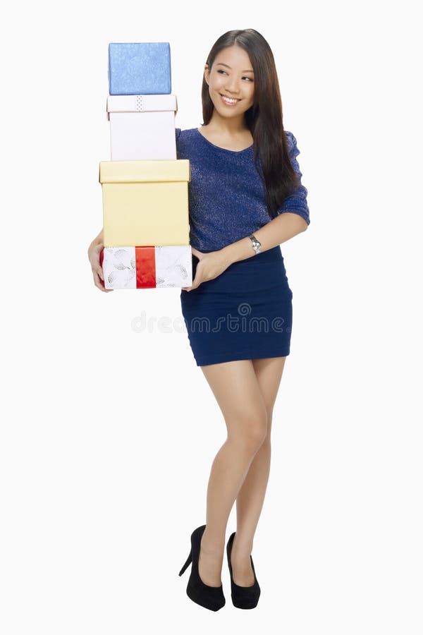 Woman Carrying a Stack of Boxes. Conceptual Image Stock Photo - Image ...